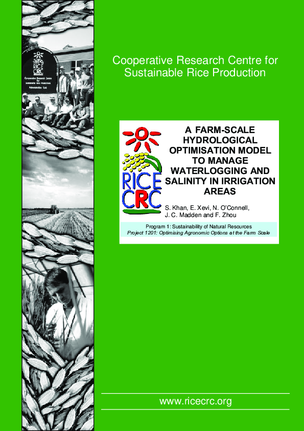 (PDF) Cooperative Research Centre for Sustainable Rice Production