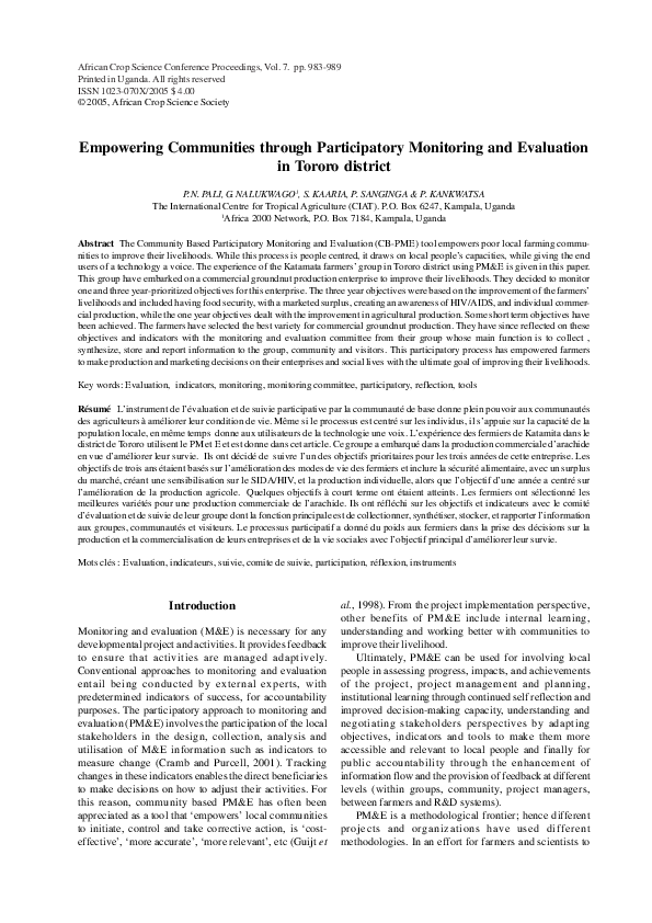 (PDF) Empowering Communities through Participatory Monitoring and ...