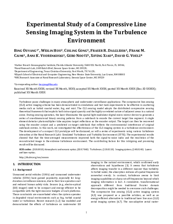 (PDF) Experimental study of a compressive line sensing imaging system ...