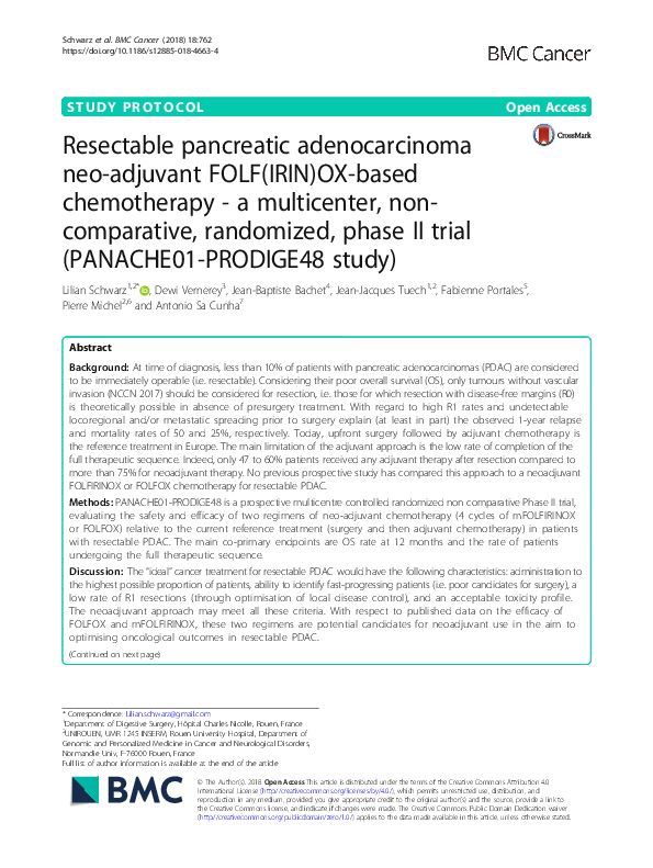 (PDF) Resectable pancreatic adenocarcinoma neo-adjuvant FOLF(IRIN)OX ...