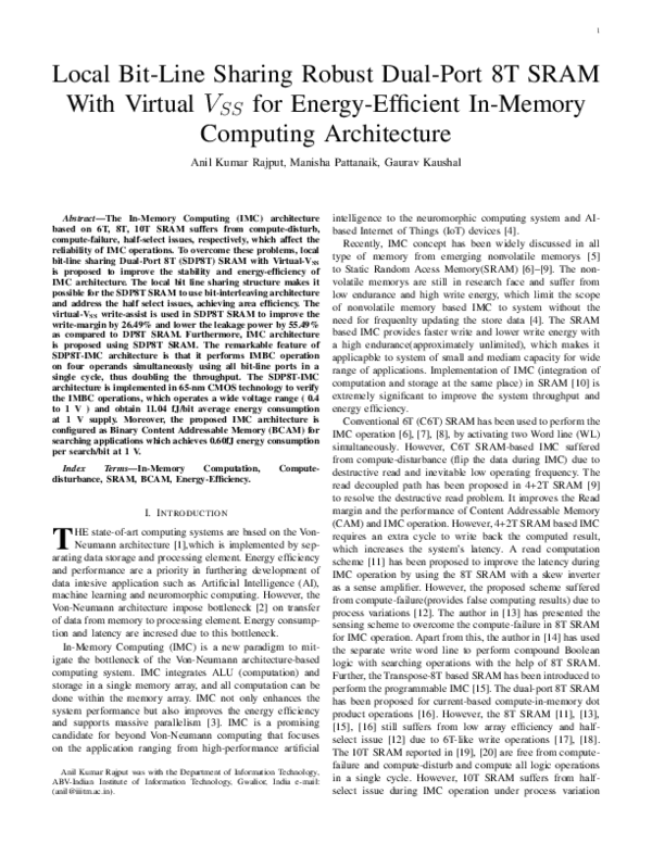 (PDF) Local Bit-Line Sharing Robust Dual-Port 8T SRAM With Virtual VSS for Energy-Efficient In ...