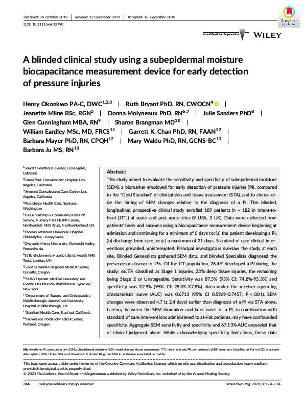 (PDF) A blinded clinical study using a subepidermal moisture ...