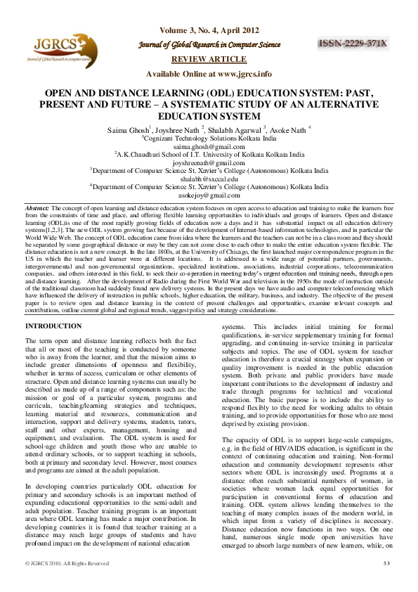 (PDF) Open and Distance Learning (Odl) Education System: Past, Present ...