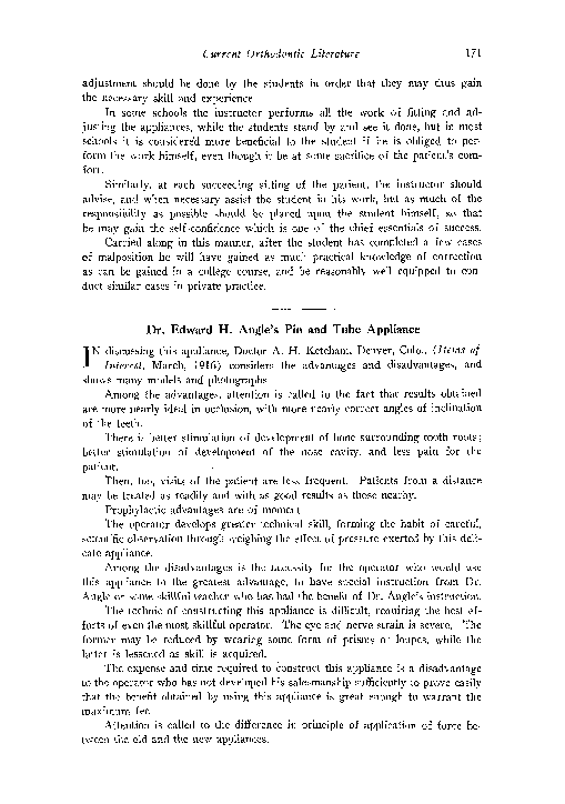 (PDF) Dr. Edward H. Angle's pinand tube appliance