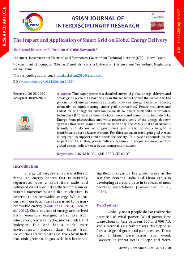 (PDF) The Impact and Application of Smart Grid on Global Energy Delivery