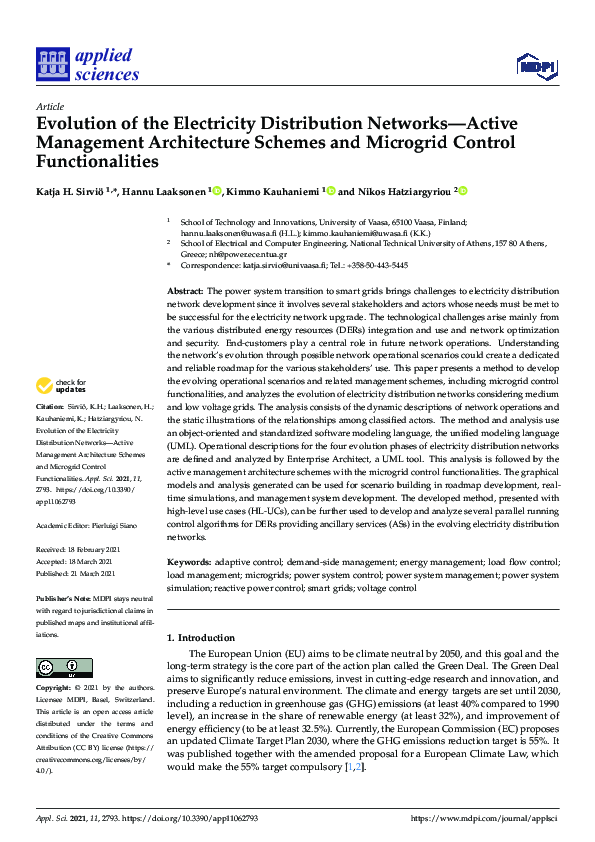 (PDF) Evolution of the Electricity Distribution Networks—Active ...
