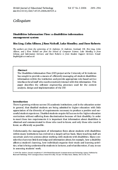 (PDF) Disabilities Information Flow: a disabilities information ...