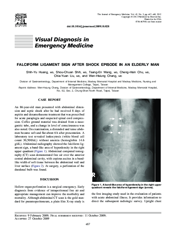 (PDF) Falciform Ligament Sign After Shock Episode in an Elderly Man ...