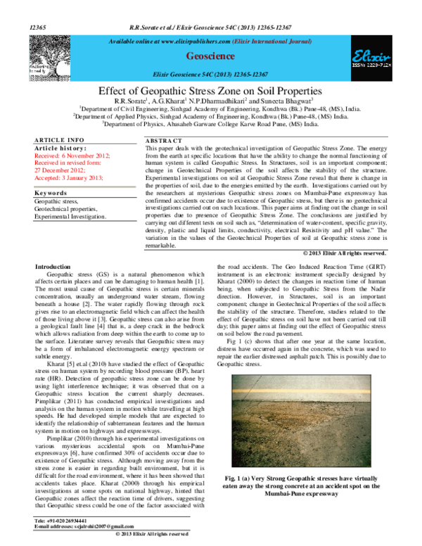 (PDF) Effect of Geopathic Stress Zone on Soil Properties