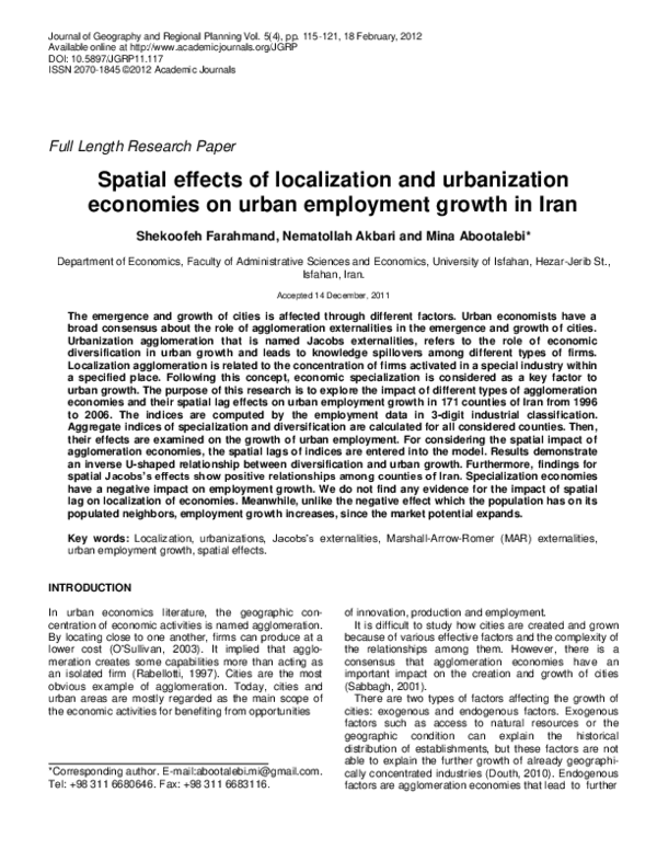 (PDF) Spatial effects of localization and urbanization economies on ...