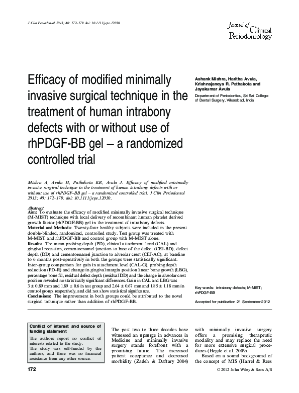 (PDF) Efficacy of modified minimally invasive surgical technique in the ...