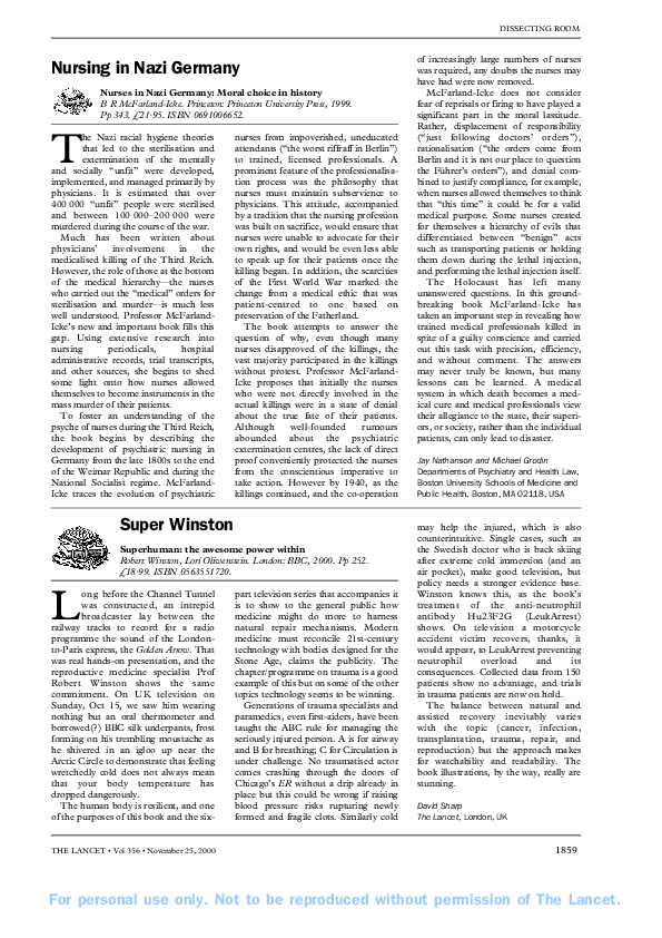 (PDF) Nursing in Nazi Germany