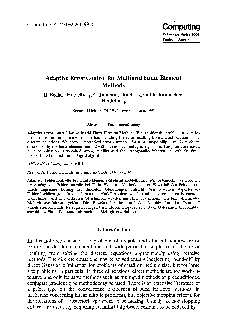 Adaptive Error Control for Multigrid Finite Element Methods