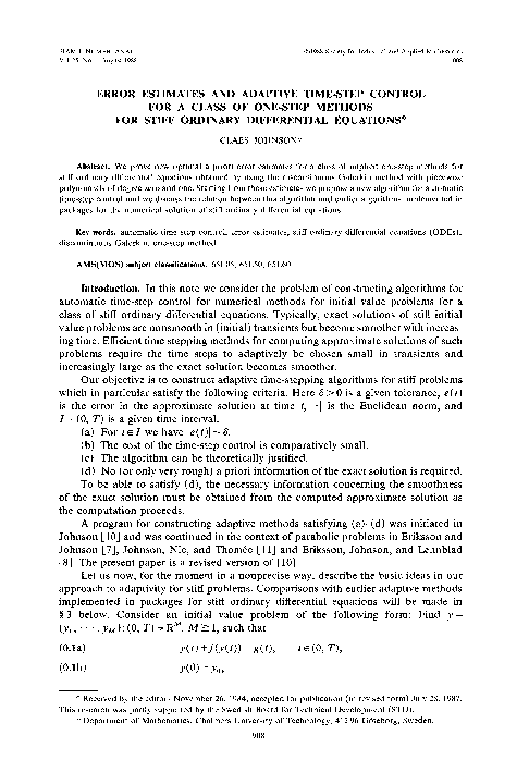 (PDF) Error Estimates and Adaptive Time-Step Control for a Class of One ...