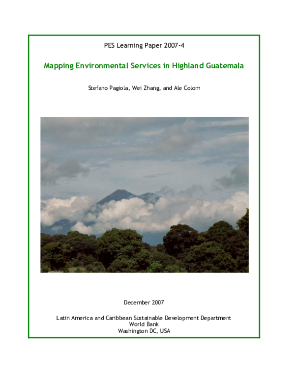 (PDF) Mapping Environmental Services in Highland Guatemala