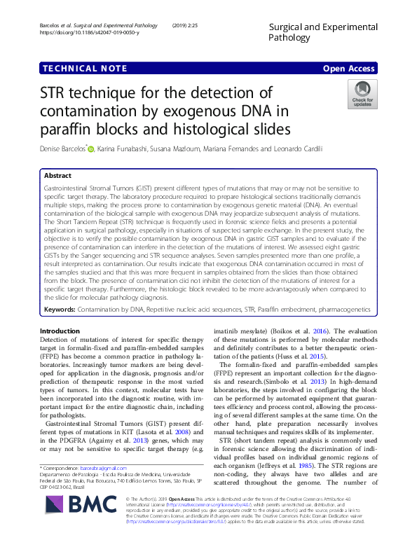 (PDF) STR technique for the detection of contamination by exogenous DNA ...