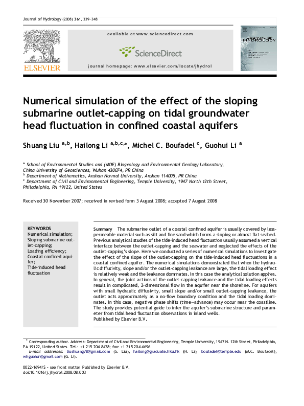 (PDF) Numerical simulation of the effect of the sloping submarine outlet-capping on tidal ...