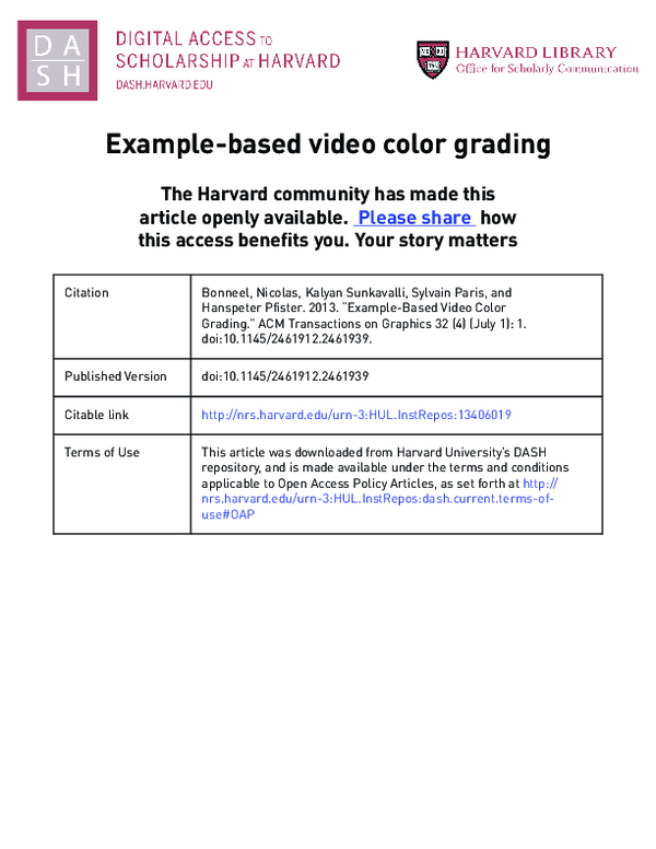 (PDF) Example-based video color grading