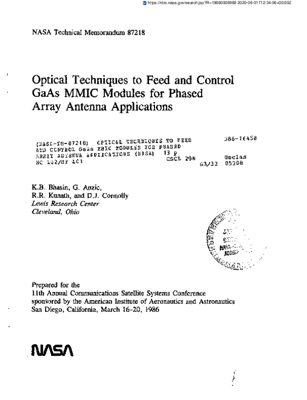 (PDF) Optical techniques to feed and control GaAs MMIC modules for ...