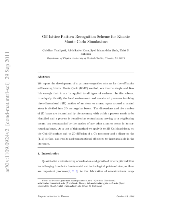 Pdf New Off Lattice Pattern Recognition Scheme For Off Lattice