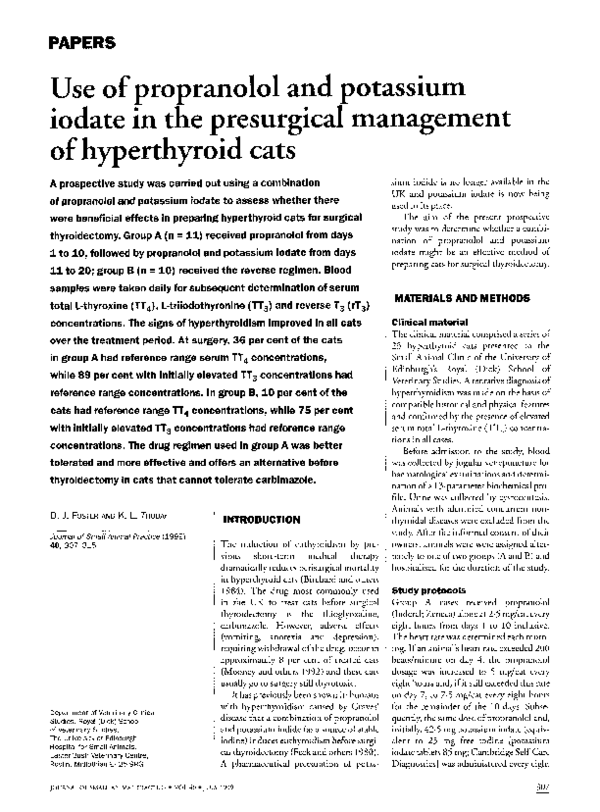 (PDF) Use of propranolol and potassium iodate in the presurgical ...