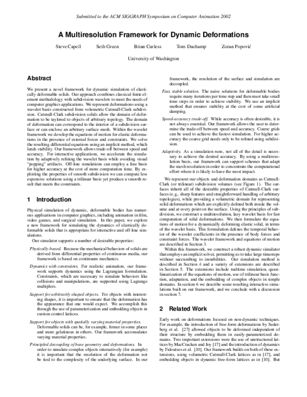 (PDF) A multiresolution framework for dynamic deformations