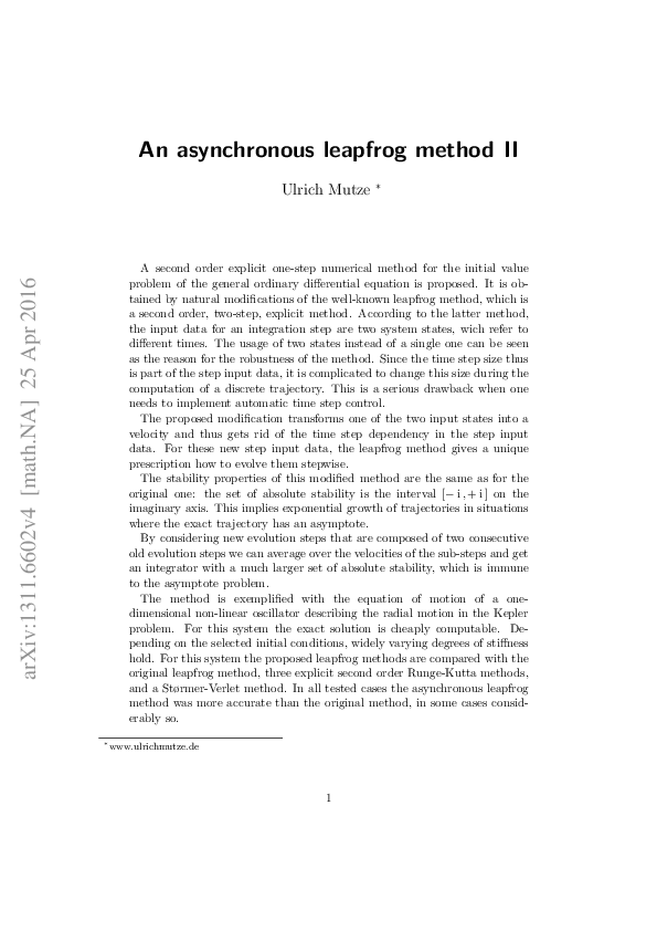 (PDF) An asynchronous leapfrog method II