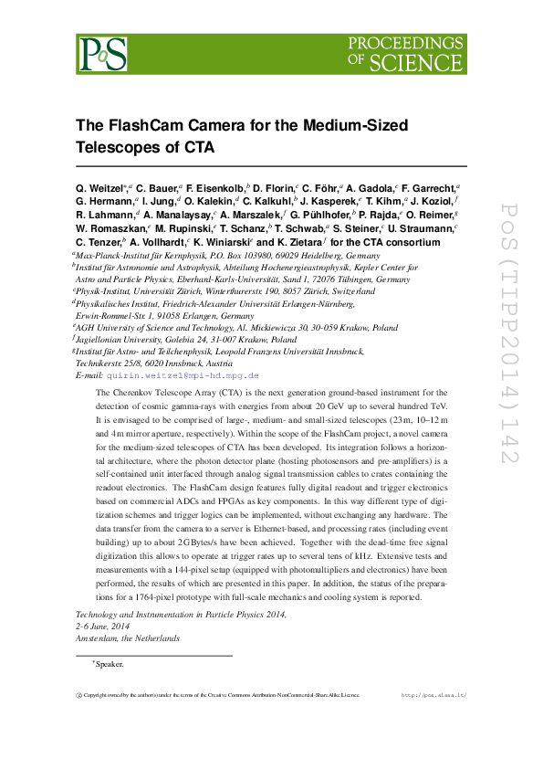 (PDF) The FlashCam Camera for the Medium-Sized Telescopes of CTA