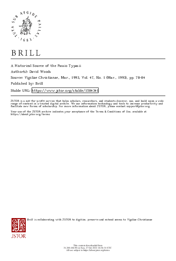 (PDF) A Historical Source of the Passio Typasii