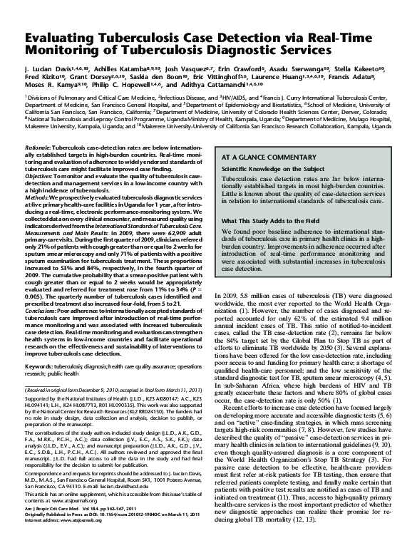 (PDF) Evaluating Tuberculosis Case Detection via Real-Time Monitoring ...
