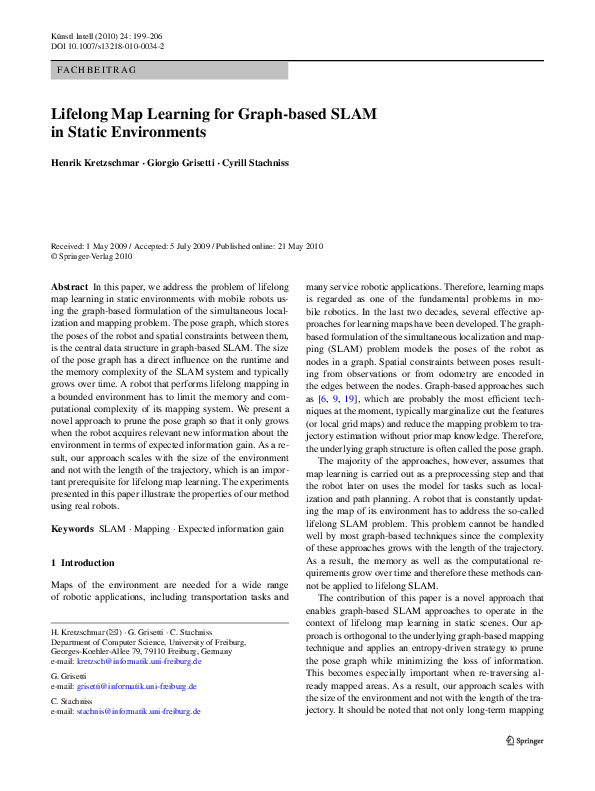 (PDF) Lifelong Map Learning for Graph-based SLAM in Static Environments