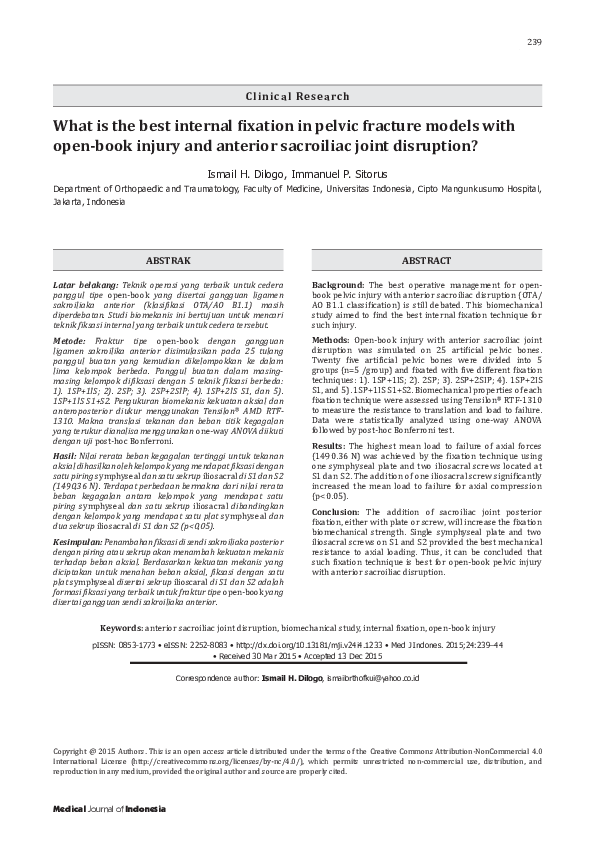 Pdf What Is The Best Internal Fixation In Pelvic Fracture Models With