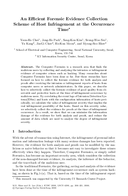 (PDF) An Efficient Forensic Evidence Collection Scheme of Host Infringement at the Occurrence Time