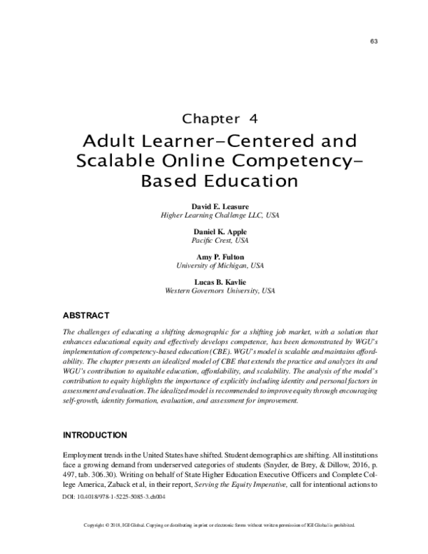 (PDF) Adult Learner-Centered and Scalable Online Competency-Based Education