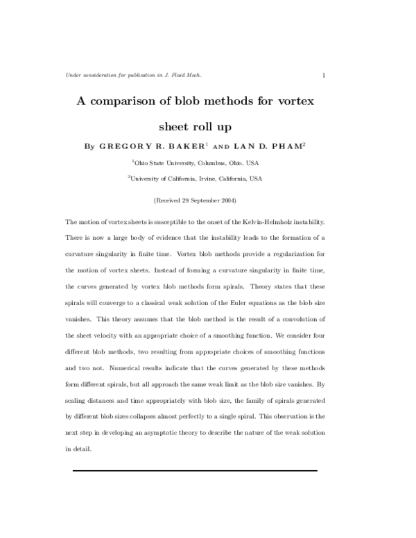 (PDF) A comparison of blob methods for vortex sheet roll-up