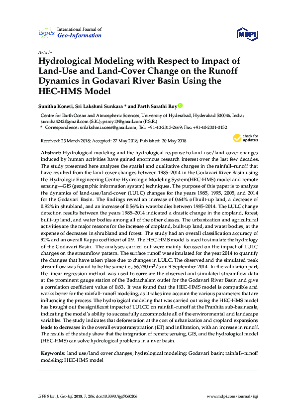 (PDF) Hydrological Modeling with Respect to Impact of Land-Use and Land-Cover Change on the ...