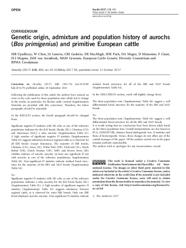 (PDF) Genetic origin, admixture and population history of aurochs (Bos ...