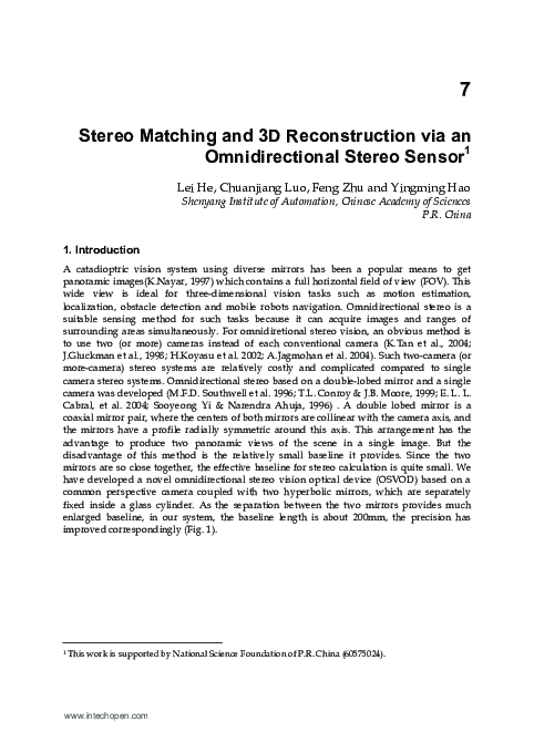 (PDF) Omnidirectional Stereo Vision for 3D Scene Reconstruction