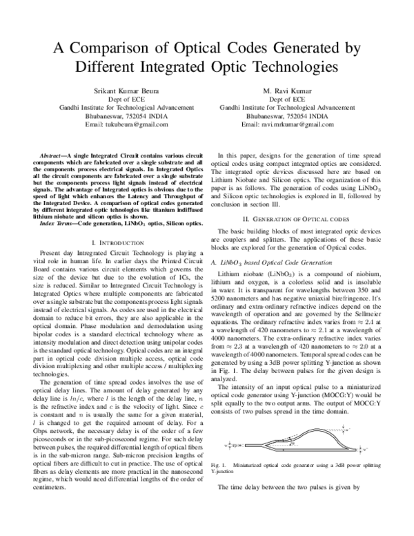 (PDF) A Comparison of Optical Codes Generated by Different Integrated ...