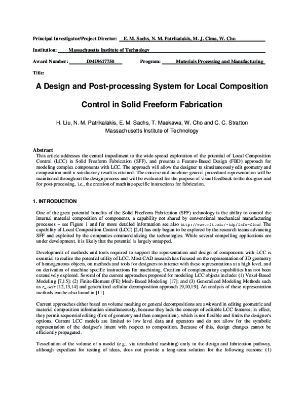 (PDF) A design and post-processing system for local composition control in solid freeform ...