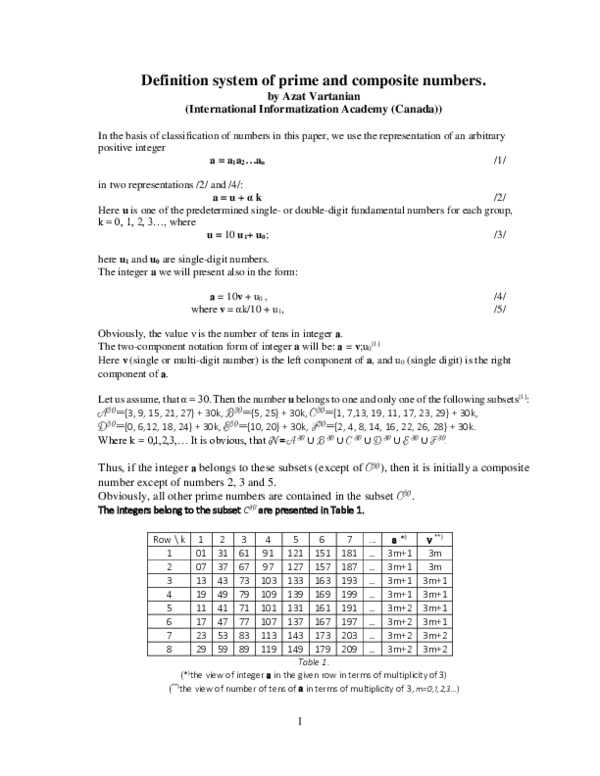 (PDF) Definition system of prime and composite numbers