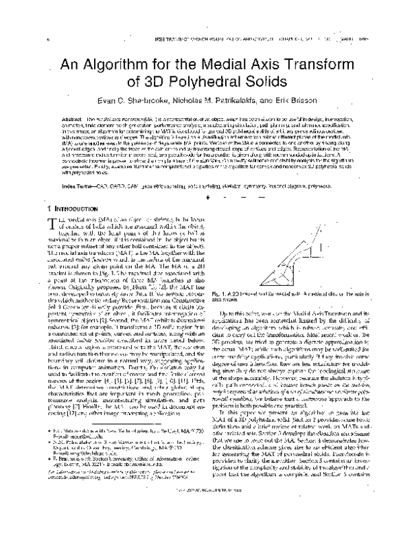 Pdf An Algorithm For The Medial Axis Transform Of 3d Polyhedral