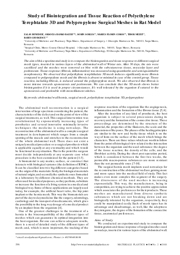 (PDF) Study of Biointegration and Tissue Reaction of Polyethylene ...