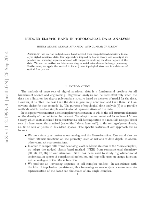 (PDF) Nudged elastic band in topological data analysis