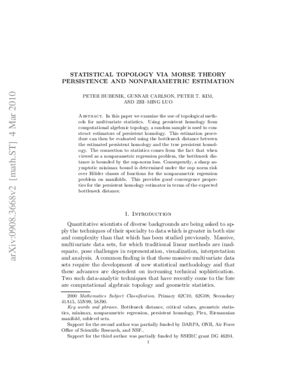 (PDF) Morse Theory in Statistical Topology Estimation
