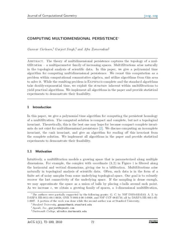 (PDF) Computing multidimensional persistence