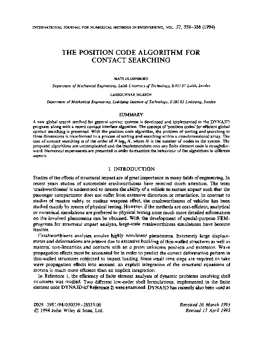 (PDF) The position code algorithm for contact searching