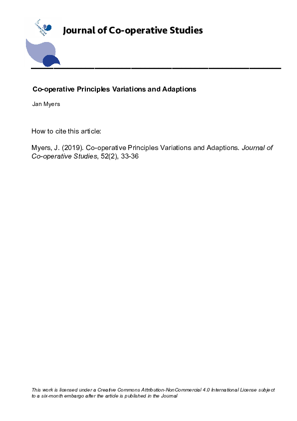 (PDF) Co-operative Principles Variations and Adaptions. | Jan Myers ...