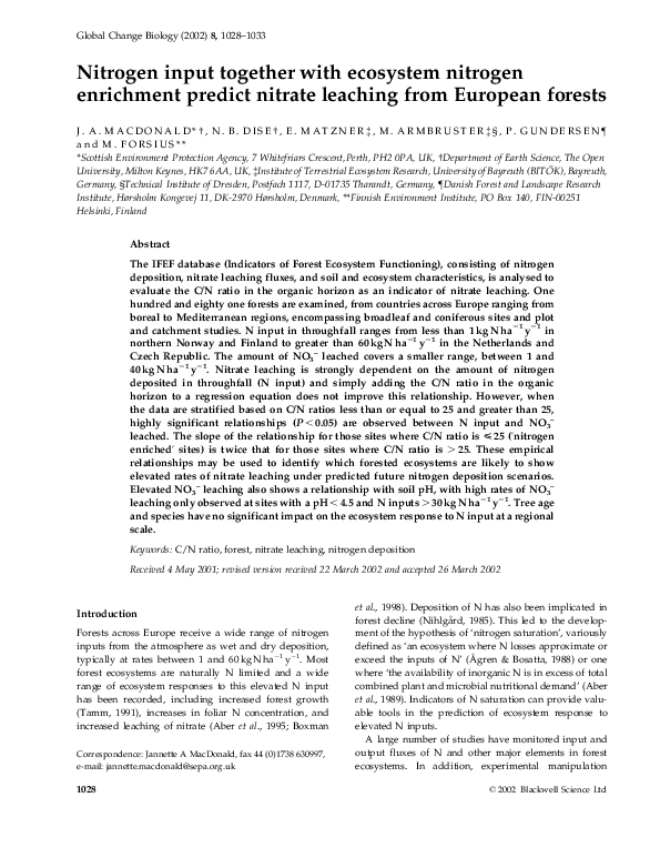 (PDF) Nitrogen input together with ecosystem nitrogen enrichment ...