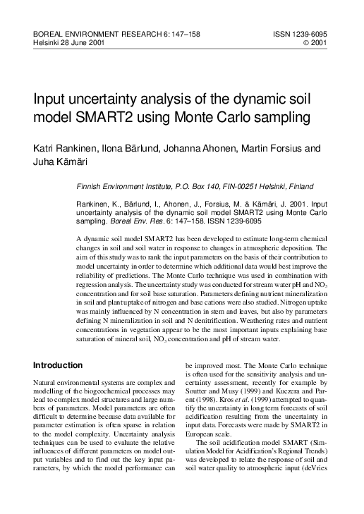 (PDF) Input uncertainty analysis of the dynamic soil model SMART2 using Monte Carlo sampling